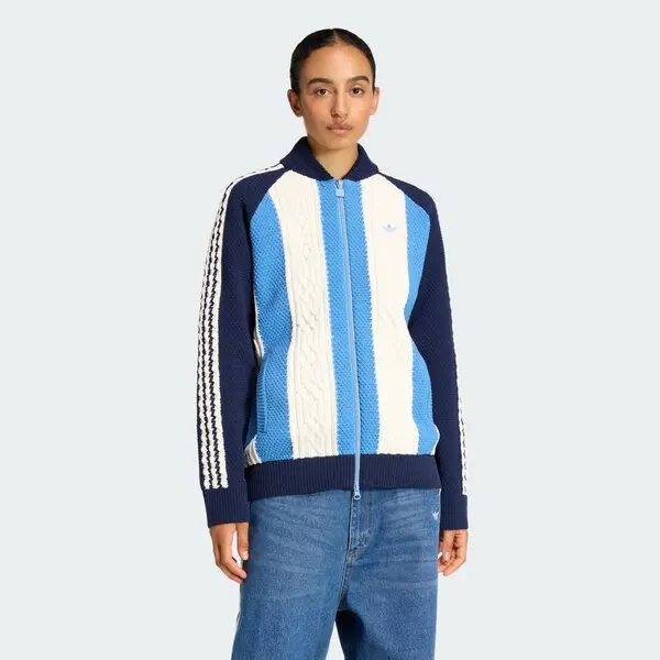 Adidas Originals Archive Cutline Knit Track Top In Night Indigo